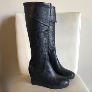 Max Studio | Shoes | Max Studio Zuni Leather Tall Wedge Knee High Boots ...